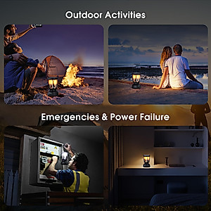 Mesqool Lanterns for Power Outages 650LM, LED Lantern Flashlight Battery Powered Rechargeable 6000 Solar Crank, Camping Essentials with USB C Cable