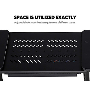 FITUEYES 3 Shelf Monitor Stand with Drawer - Adjustable Computer Monitor Riser, Metal Desktop Stand with Vented, PC Cellphone Cable Management, Office Organization, Black, DT115903MB