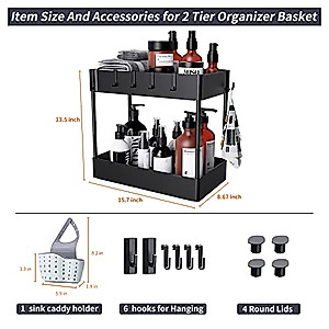 Under Sink Organizer, Under Sink Organizers and Storage Under Sink Shelf 2 Tier Under Sink Organizer Rack Under Sink Storage for Kitchen Bathroom Countertop And Cabinet,Bath Collection Baskets Black