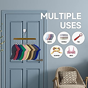 YI Boutique Hat Organizer, Wooden Hat Hangers for Closet, Hat Racks for Baseball Caps, Set of 2 Cap Organizer with 10 Adjustable Stainless Steel Clips, Hat Storage Fits All Caps