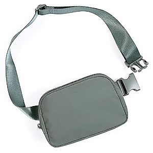 ODODOS Unisex Mini Belt Bag with Adjustable Strap Small Fanny Pack for Workout Running Traveling Hiking, Iron Gray