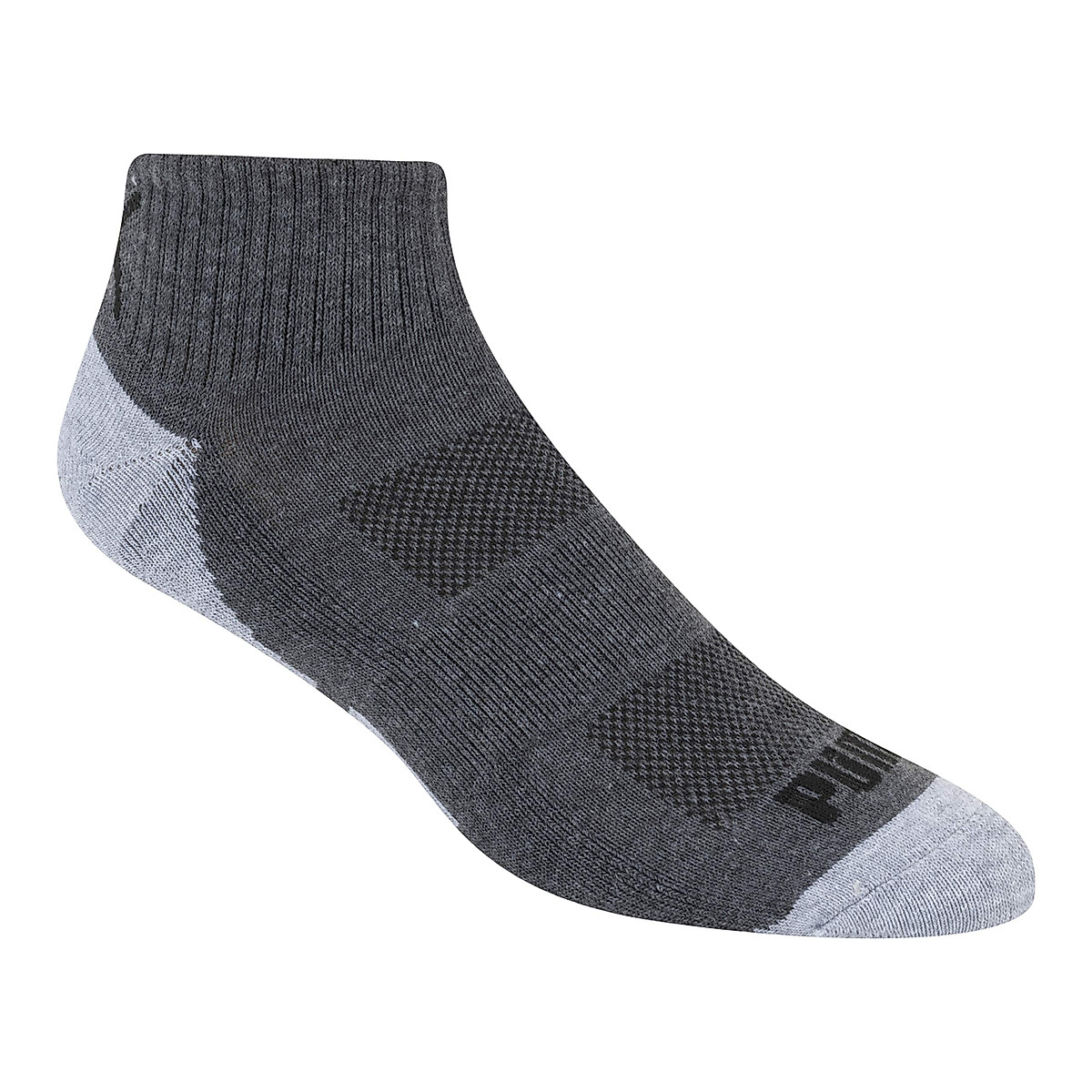 PUMA mens 6 Pack Quarter Crew fashion liner socks, Dark Grey/Black Red Combo, 10 13 US