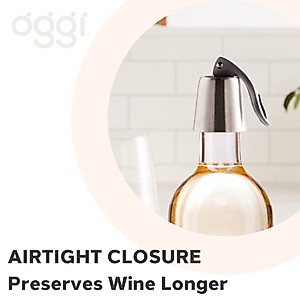Oggi 7155 Set of 2 Lever Bottle Stoppers, Stainless Steel