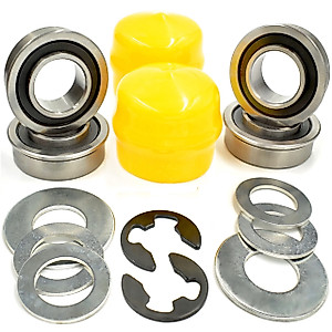 (4 Pack) HD Switch Front Wheel Bearings & Axle Rebuild Kit Replaces AM127303 for John Deere AM127304, AM118315, AM35443, M40514, M123254, R27434, M143338