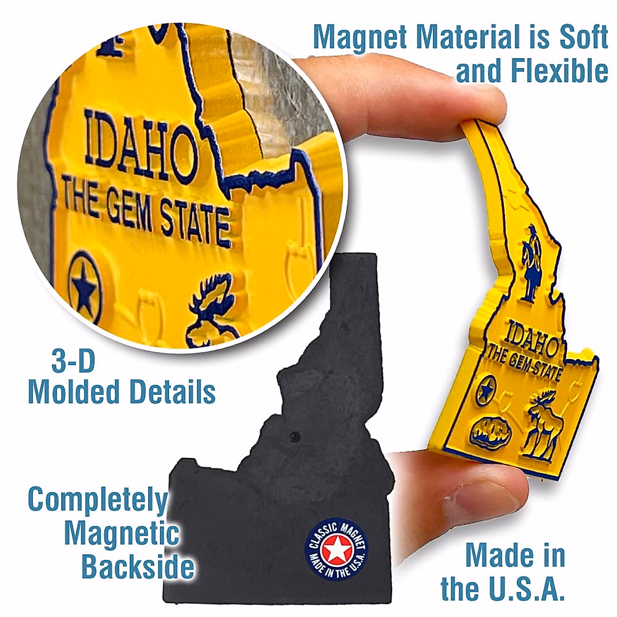 Idaho Small State Magnet by Classic Magnets, 1.7" x 2.7", Collectible Souvenirs Made in The USA