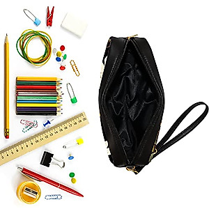 Kuizee Pencil Case Pouch Pen Bag Flying Moths Zipper Pen Cases Organizer PU Leather Comestic Makeup Bag 7.8 Inch