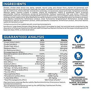 NutriSource Adult Dog Food, Made with Chicken and Rice, Large Breed, with Wholesome Grains, 30LB, Dry Dog Food