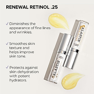 ALASTIN Skincare Skin Renewal Retinol Face Serum (.25 Strength, 1.0 oz) | Anti-Aging, Diminishes Fine Lines & Wrinkles | Repair Skin Texture & Tone