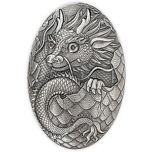 2024 DE Modern Commemorative PowerCoin Dragon Egg 3d Shaped 5 Oz Silver Coin 250 Francs Djibouti 2024 Antique Finish
