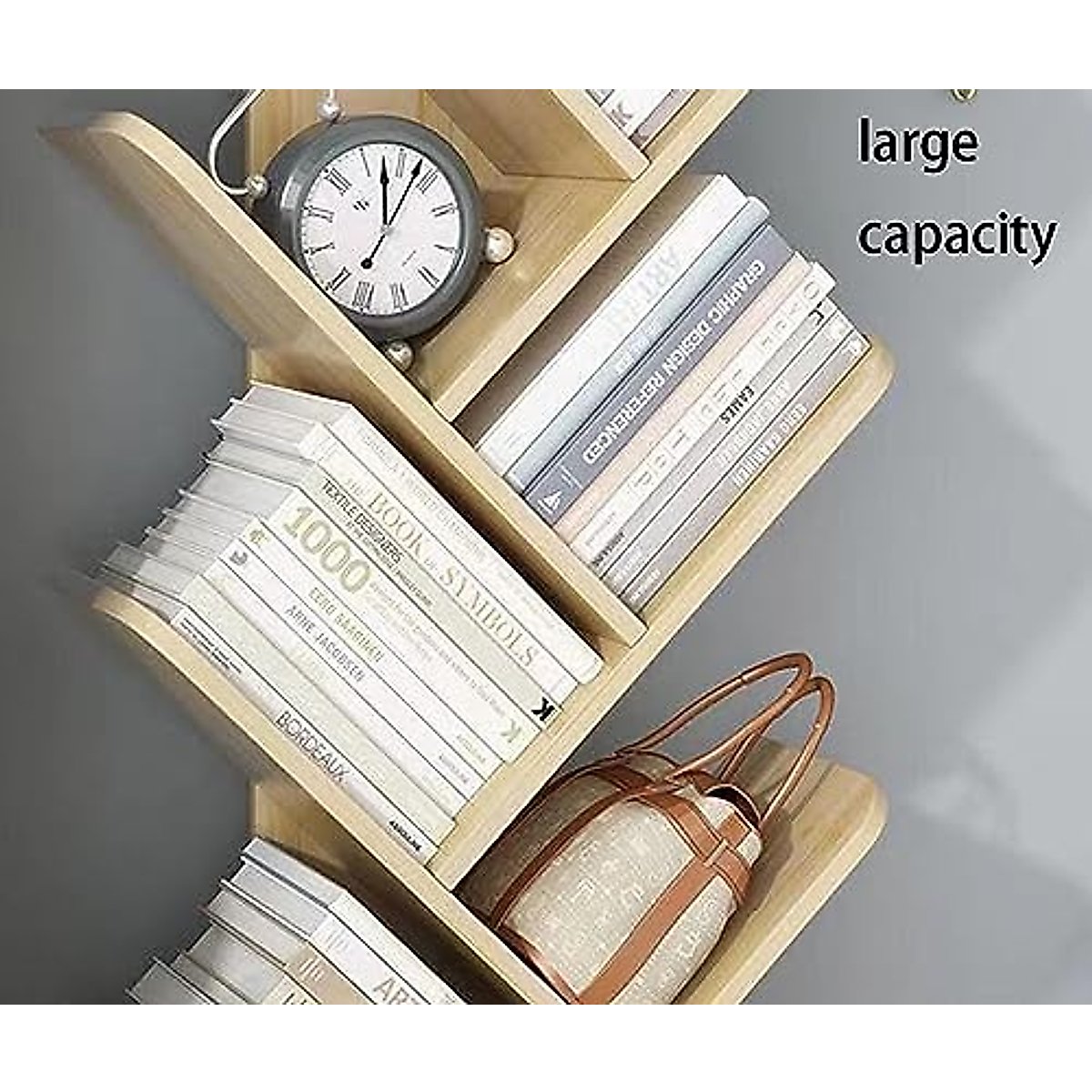 VERAMY 9 Tier Tall Bookshelf Tree Bookshelf with Drawer Corner Bookshelf Floor Standing Bookcase Large Capacity Bookshelf Utility Organizer Shelves for Living Room Bedroom