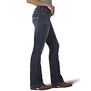 Wrangler Women's Western Mid Rise Stretch Boot Cut Jean, Navy, 0W x 32L