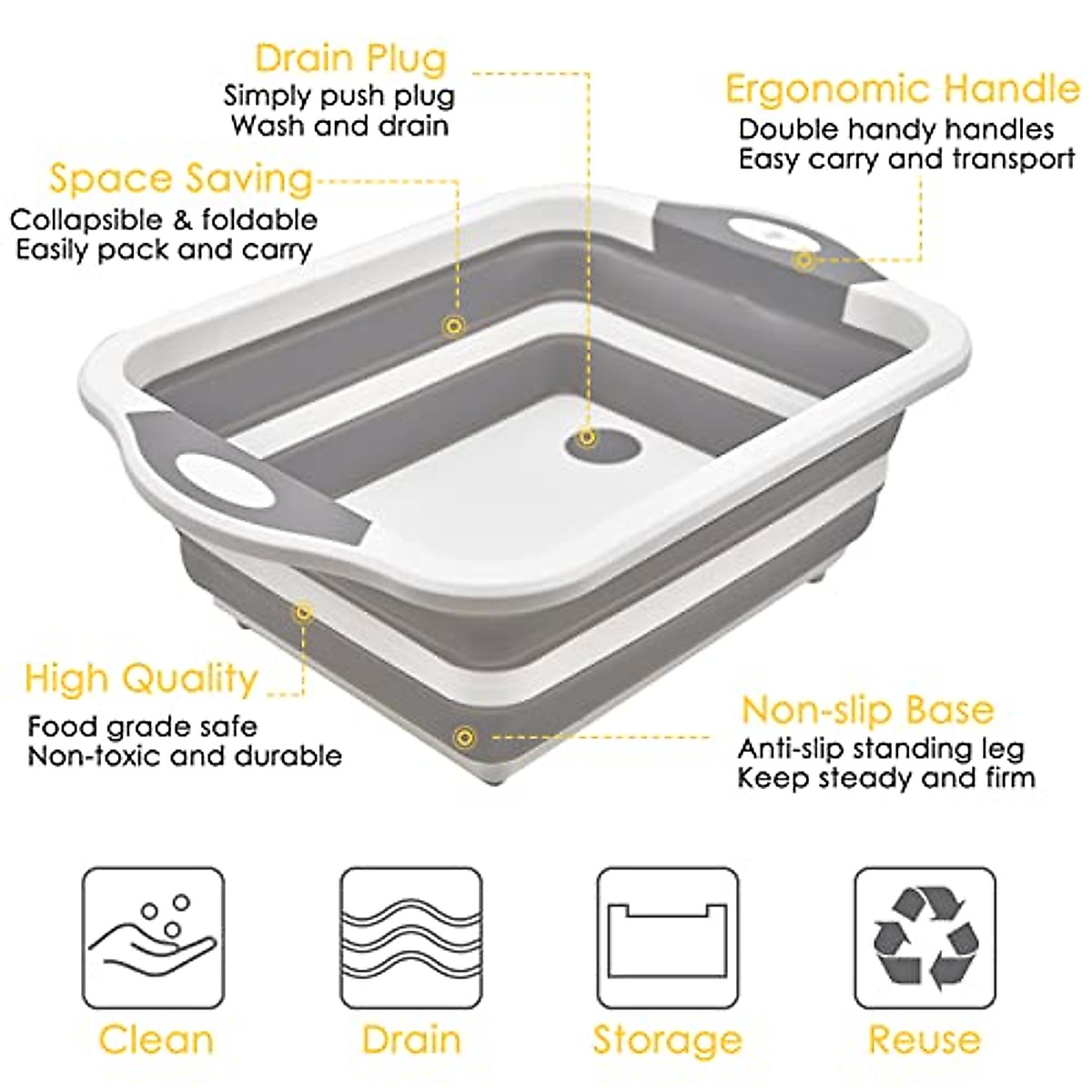 Acelane Collapsible Cutting Board, Foldable Chopping Board with Colander, Multifunctional Vegetable Washing Basket Silicone Dish Tub Storage Basin, for Home Sink Camping Hiking BBQ Picnic RV Travel