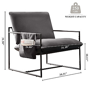 jonpony Sling Accent Chair for Living Room Bedroom Reading Office Modern Design Metal Frame Armchair with Comfy Soft Memory Foam Double Sided Use Pillow Removable Storage Bag Cozy Lounge Chair