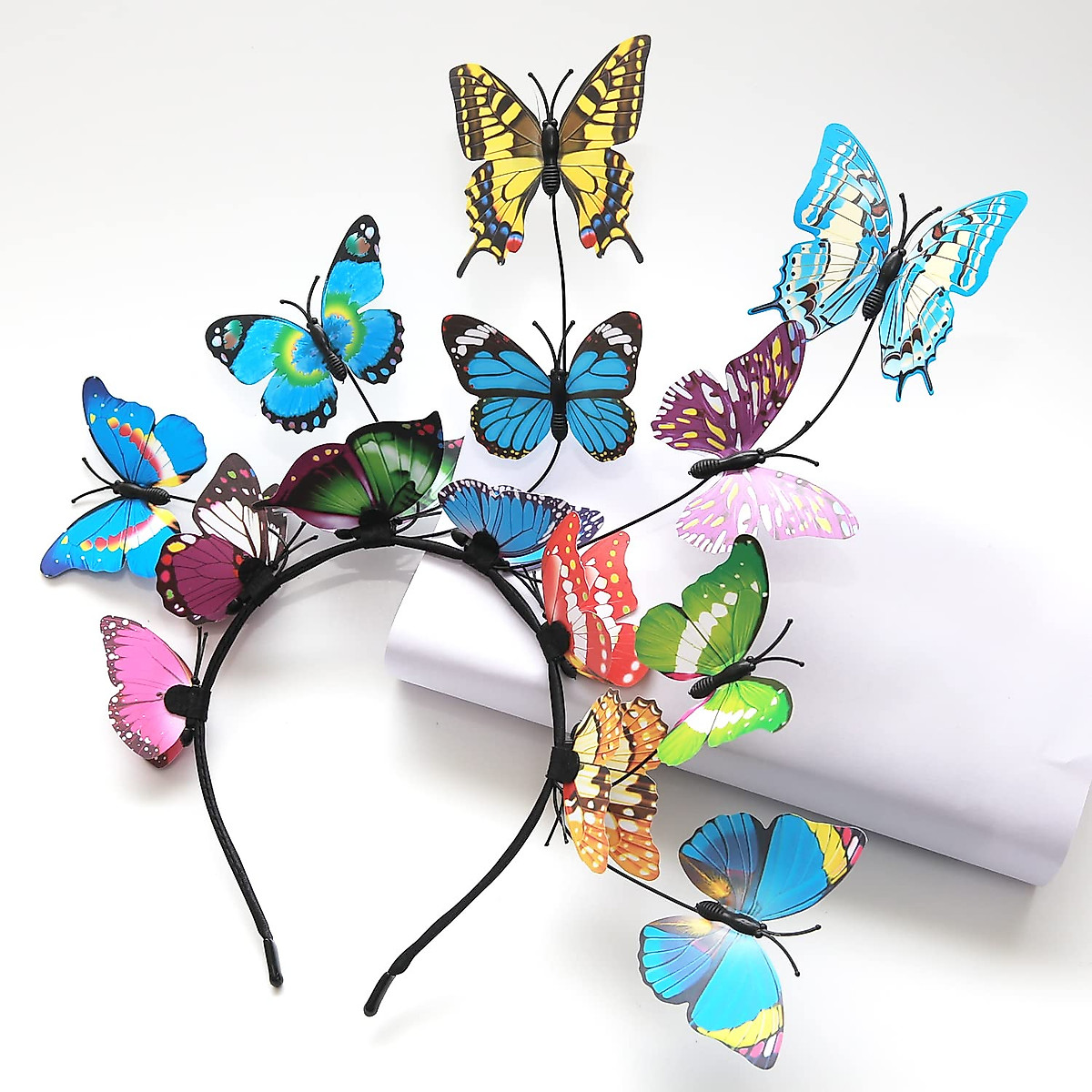 XINXIYAN Butterfly Headband for Women Girls Adult Butterfly Antenna Headband Mardi Gras Headpiece Halloween Fairy Costume Fascinators for Women Party Favors