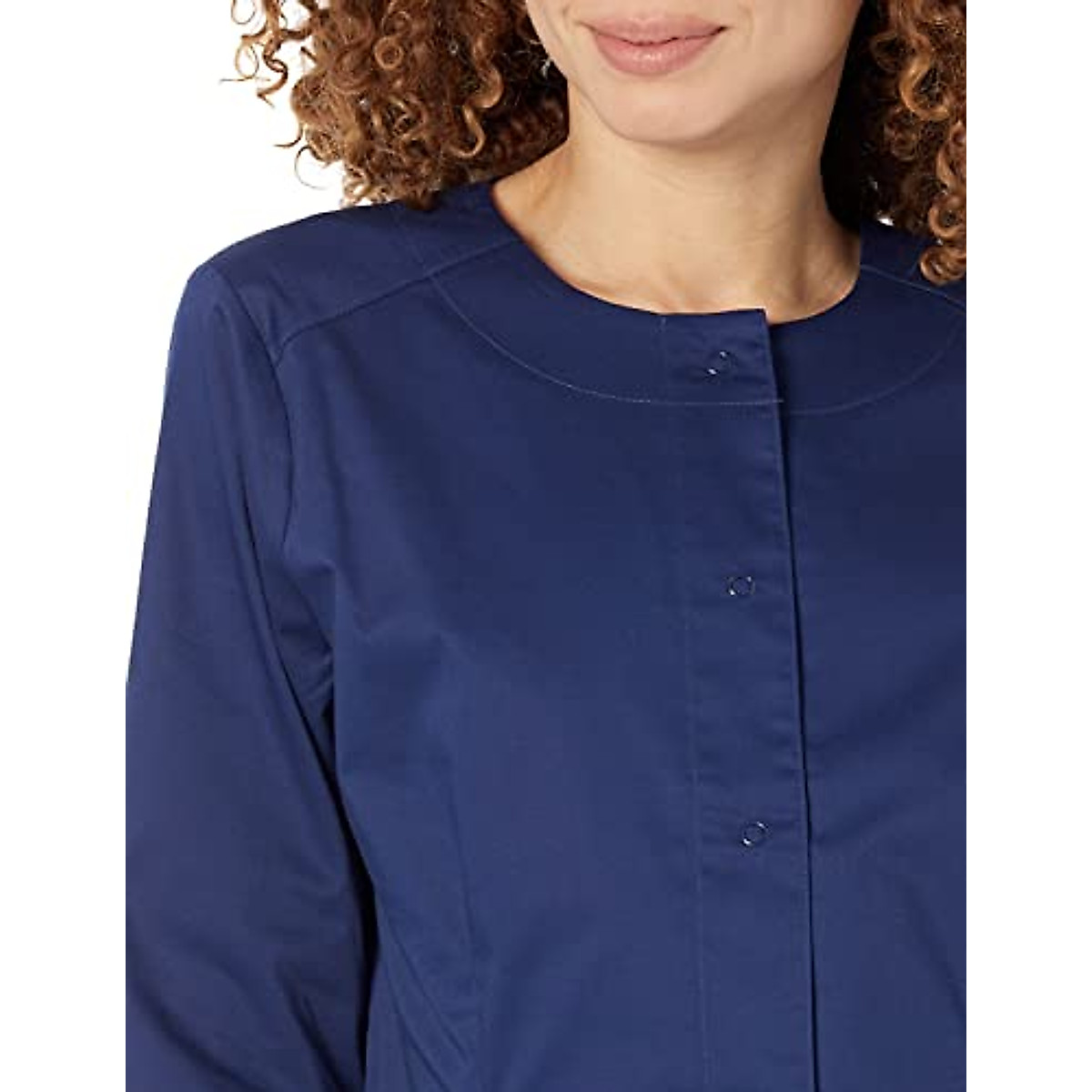 Amazon Essentials Women's Scrub Snap Jacket (Available in Plus Size), Dark Blue, Medium
