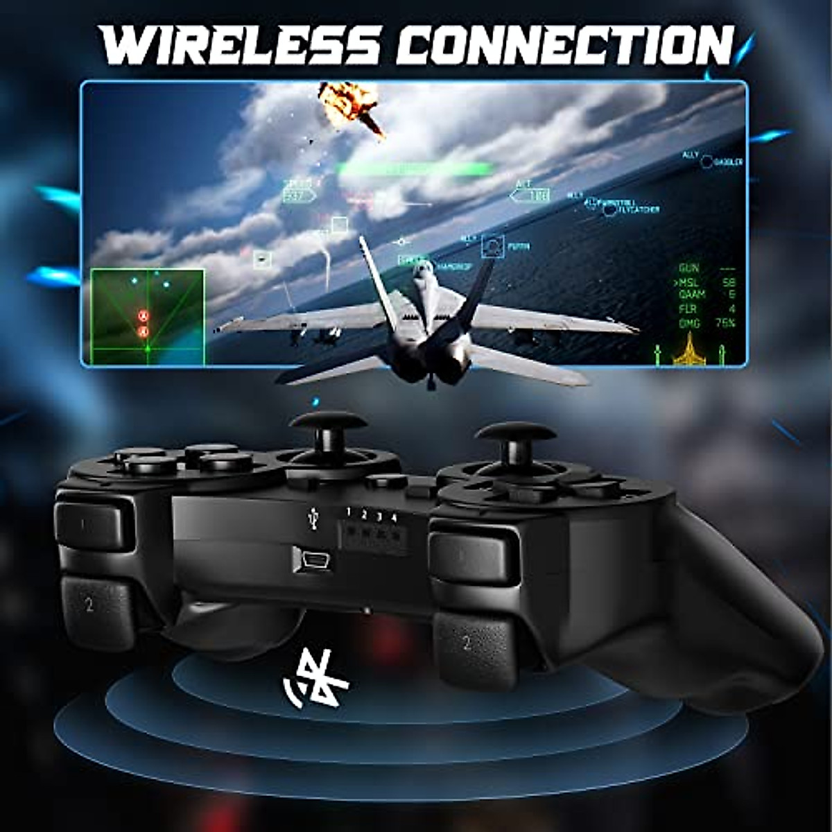 Kujian Game Controller 2 Pack Wireless 6-axis Dual Motors High Performance Gaming Controller for P3 with 2 USB Charging Cord