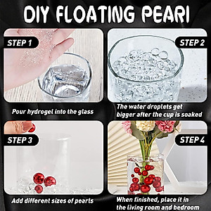 White Floating Pearls | 150PCS White Pearls Bead for Centerpieces Vases, White No Hole Beads | 8/14/20 mm Floating Beads | White Vase Fillers, Vase Filler Pearl Party Decor