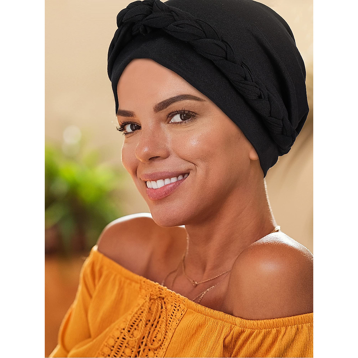 3 Pieces Head Wrap Turban Headwear Pre-Tied Twisted Braid Hair Cover Headwrap Hats for Women Girls (Black, Gray, Light Blue, Popular Style)