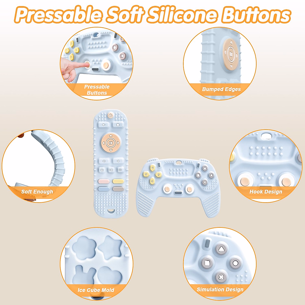 Remote Teether for Pet 2 Pack Baby Remote Control Toy Baby Teething Toys for Babies 0-6,6-12,18 Months,BPA Free Silicone Baby Teether Toys for Infant Toddlers Teething Relief Chew Toys Set,6m+