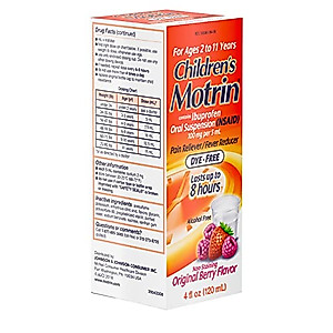 Motrin Children's Oral Suspension Medicine for Kids, 100mg Ibuprofen, Berry Flavored, 4 fl. oz