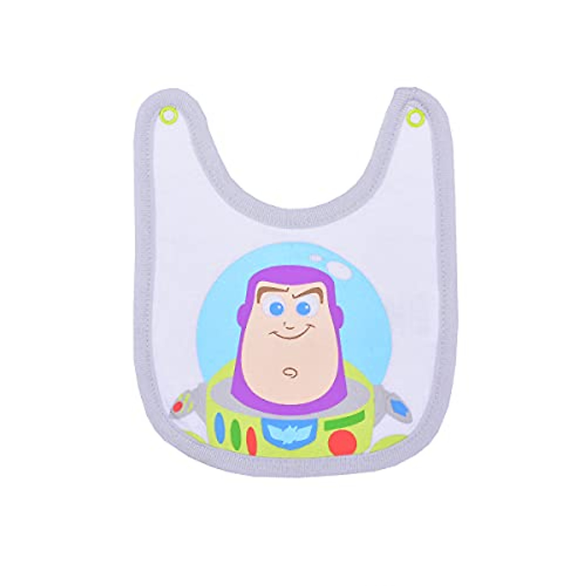 Disney Baby-Boys 1 Buzz Lightyear Toy Story Creeper and 2 Buzz Bibs To Attach To The Creeper, White/Gray, 3-6 Months (3-Piece)