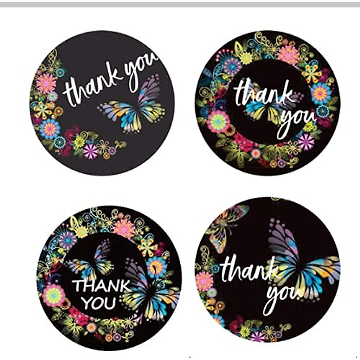 Thank You Sticker Rolls, Business Stickers, Bubble envelopes and Gift Bag Packaging Labels, 500 Sheets per roll, 1.5 inches in Diameter, 4 Different Patterns (500 Sheets/4 Styles)