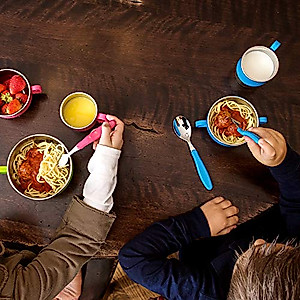 Innobaby Din Din Smart Stainless Steel Cup (9 oz) with Handle for Babies, Toddlers and Kids. BPA Free, Blue