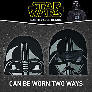 Star Wars Darth Vader Roll Down Cuff Beanie Hat, Black, One Size