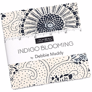 Indigo Blooming Charm Pack by Debbie Maddy; 42-5" Precut Fabric Quilt Squares