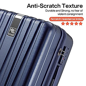 Hanke 20 Inch Carry On Luggage Airline Approved, Lightweight PC Hardside Suitcase with Spinner Wheels & TSA Lock,Rolling luggage bags for Weekender,Carry-On 20-Inch(Dark Blue)
