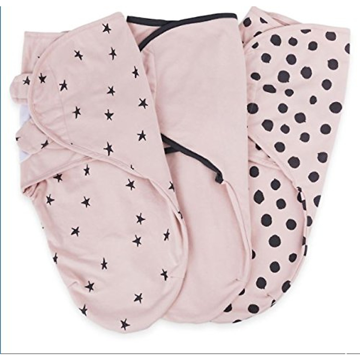 Ely's & Co. Adjustable Swaddle Blanket Infant Baby Wrap Set 3 Pack, for Baby Girl (Blush Pink, 0-3 Months)