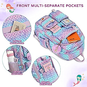 KIDNUO Girls Backpack,15.6 Inch Laptop School Bag Large Primary Elementary Middle College Bookbags Kids Backpacks for Teens Girls Women Students Anti Theft Travel Daypack (Purple)