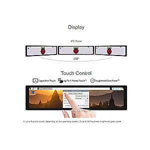 waveshare TOP1 11.9inch Capacitive Touch Screen LCD 320×1480 Pixels HDMI IPS Display Panel Computer Monitor Supports Raspberry Pi/Jetson Nano/Windows 11/10