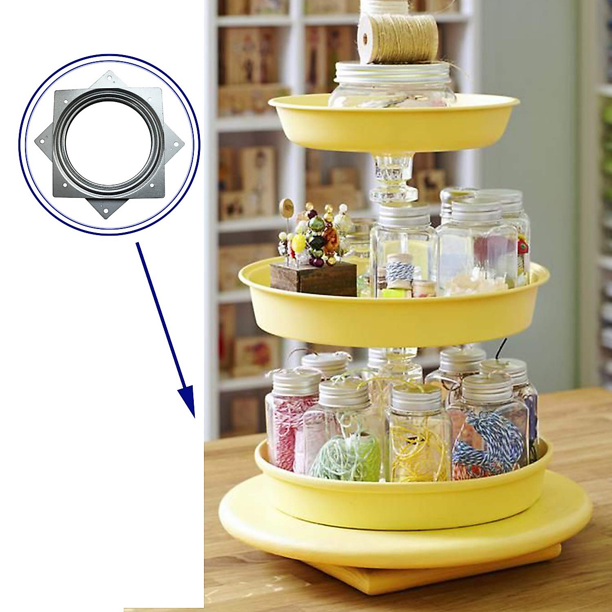 6Inch Lazy Susan Hardware, 6Pack Square Rotating Bearing Plate, 500lbs Capacity Lazy Susan Turntable Bearing for for Serving Trays, Kitchen Storage Racks, Craft Table, Zinc Plated Steel Swivel Plate