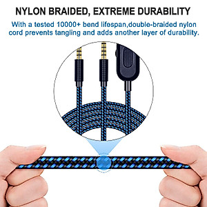 G433 Cable, Braided Replacement Extension Cord with Mic Mute Volume Control Clip for Logitech G433 G233 G Pro X Gaming Headset - Blue