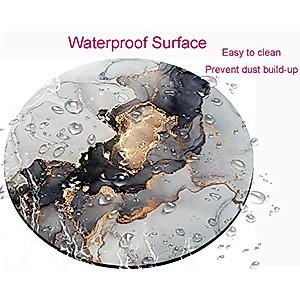 Black White Gold Marble Round Mouse Pad,Beautiful Mouse Mat, Cute Mouse Pad with Design, Non-Slip Rubber Base Mousepad, Waterproof Office Mouse Pad, Small Size 7.9 x 0.12 Inch