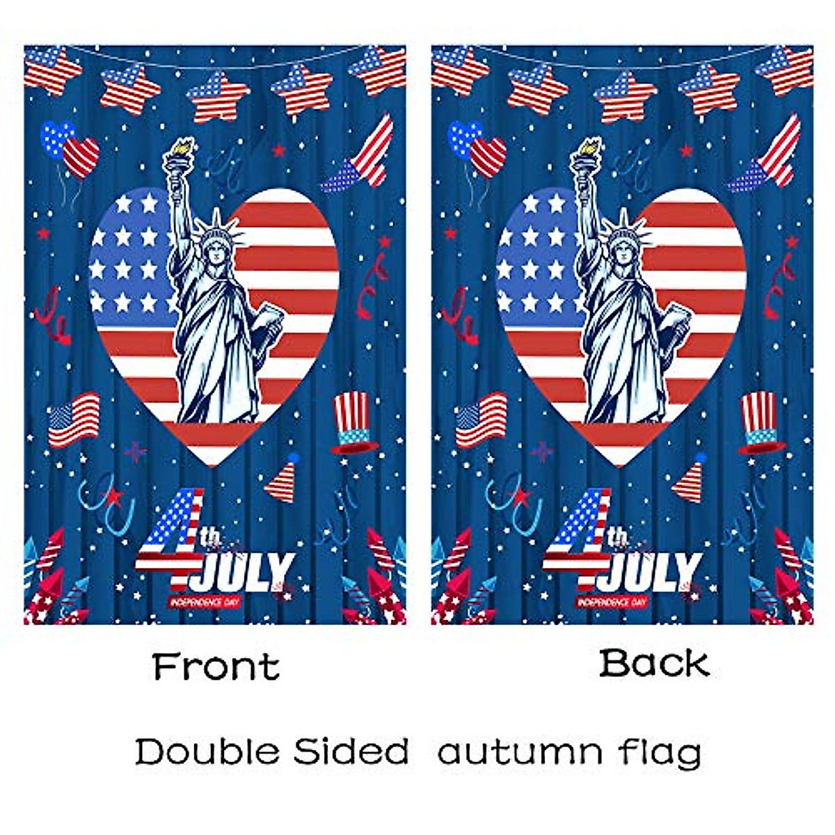 Happy 4th of July House Flags,Double Sided Independence Day Garden Flag Yard Decorations Memorial Patriotic Star Statue of Liberty House Flag 28 x 40 Inch Holiday USA Flags with 2 Grommets