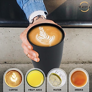 Wheat Straw Cups 8 PCS Good Alternative to Plastic Reusable Cups 12 oz Unbreakable Drinking Cup Reusable Dishwasher Safe Water Plastic Glasses Pure Black