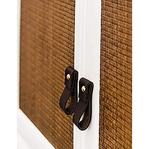 KEYAIIRA - Leather and Brass Drawer Pull - minimal furniture knobs modern kitchen handle pulls for cabinets farm house Scandinavian dresser hardware