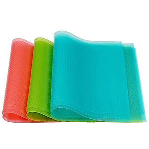 AKINLY 9 Pack Refrigerator Mats,Washable Fridge Mats Liners Waterproof Fridge Pads Mat Shelves Drawer Table Mats Refrigerator Liners for Shelves,3Red/3Green/3Blue