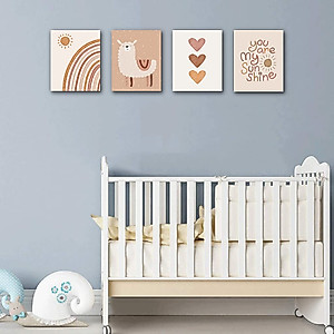 Quzenu Boho Nursery Decor Rainbow You Are My Sunshine Boho Decor Canvas Prints Framed for Baby Girl Room Decor Boho Wall Art for Girl Nursery Wall Decor