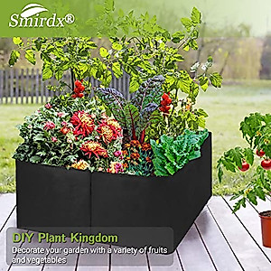 Fabric Raised Garden Bed, Square Plant Grow Bags, Large Durable Rectangular Reusable Breathe Cloth Planting Container for Vegetable, 4 Grids Heavy Pot for Potato, Carrot, Onion, Flower