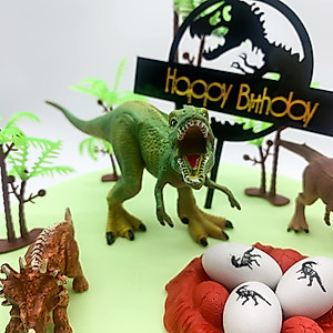 22PCS Dinosaur Cake Topper with Eggs Trees Dinosaur Toppers Birthday Party Cake Decorations Baby Shower Theme Party Decor