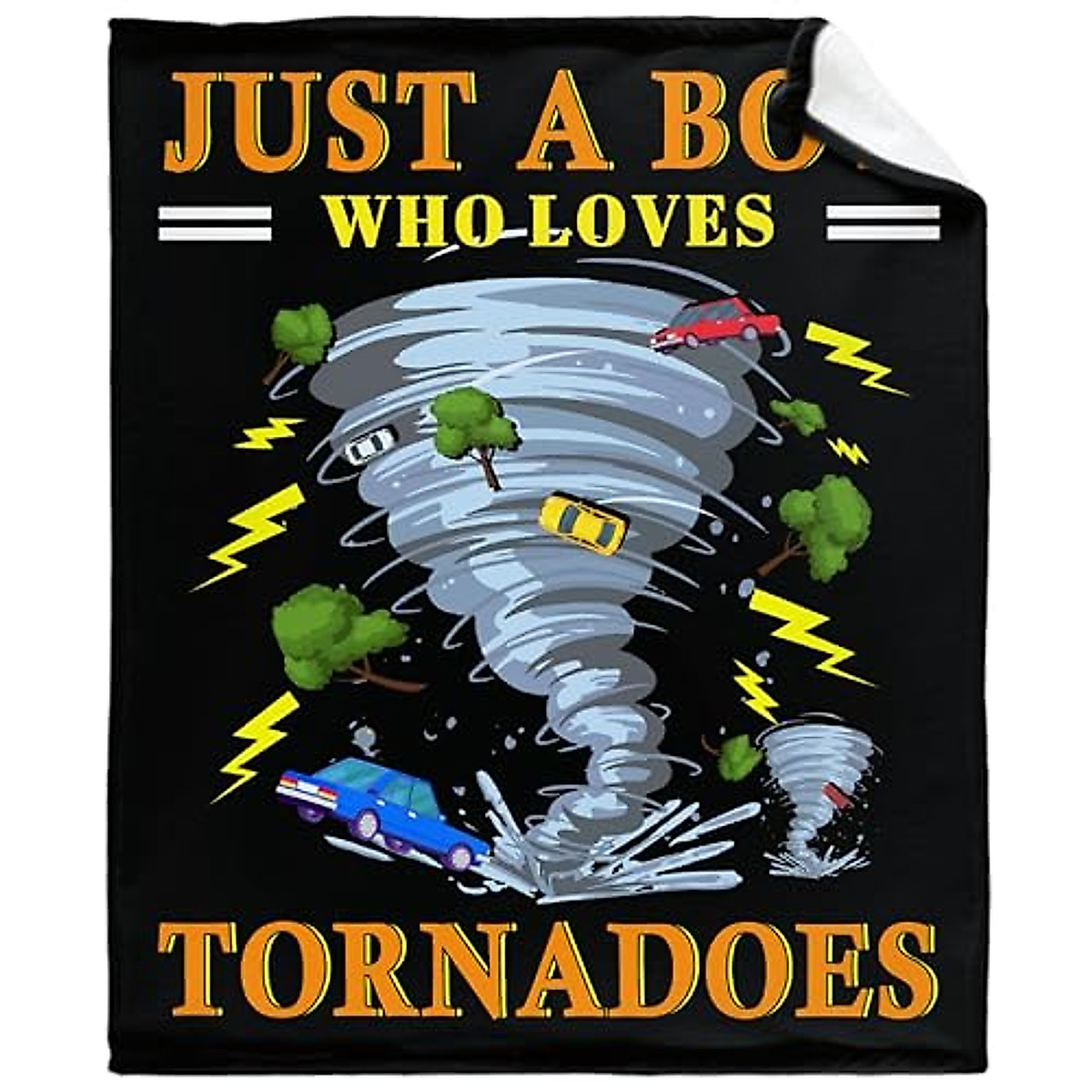 Just A Boy Who Loves Tornado Blanket Best Gifts Super Soft Premium Flannel Throw Blanket, Warm Plush Perfect for Sofa Bed Camping Blankets All Season Use (50" L X 40" W)