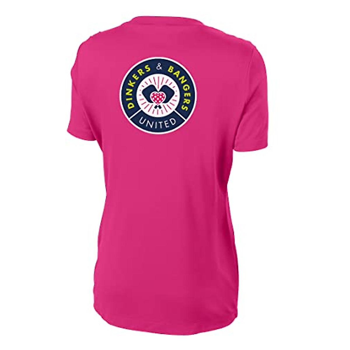 Dinkers & Bangers - Pink United - Women's Pickleball Performance T-Shirt - 2 Sided - Berry - L