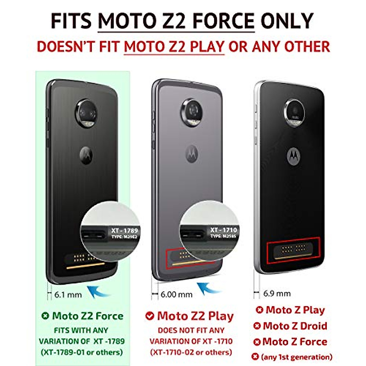 CaseWe - Motorola Moto Z2 Force Protective Bumper Case Cover/Compatible With Moto Mods - All Matte Black