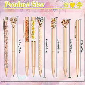 8 Pcs Rose Gold Ballpoint Pens Set, Metal Crystal Diamond Pen with Black Ink, Liquid Sand Glitter Pen Fancy Pens for Women Girls, Smooth Writing Pens for Office School Gifts Party Supplies (Rose Gold)