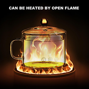 Glass Saucepan with Cover: 1500ml/50.7oz Glass Stovetop Cooking Pot Clear Glass Simmer Pot Glass Cooking Pot Stovetop Pot with Lid for Pasta Baby Food Soup Milk