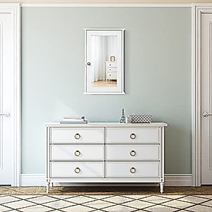 Hysache Bathroom Medicine Cabinets, Wall Mount Mirrored Storage Cabinet w/Single Mirrored Door & Adjustable Shelf, Multipurpose Wooden Organizer for Hallway Living Room Bed, 13.5" L x 6" W (White)