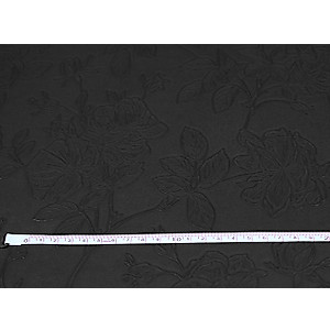 A-Express Floral Faux Leather Fabric - Embossed PU Synthetic Leather - 54" Wide by The Yard Vinyl Pleather Material - Upholstery Fabric for Car, DIY Craft Sheets - 1/2 Yard 54" x 18" Black